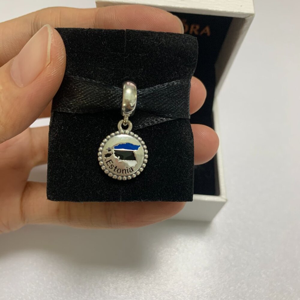 Pandora Estonia Flag Map Exclusive Travel Heart Bead … - Gem